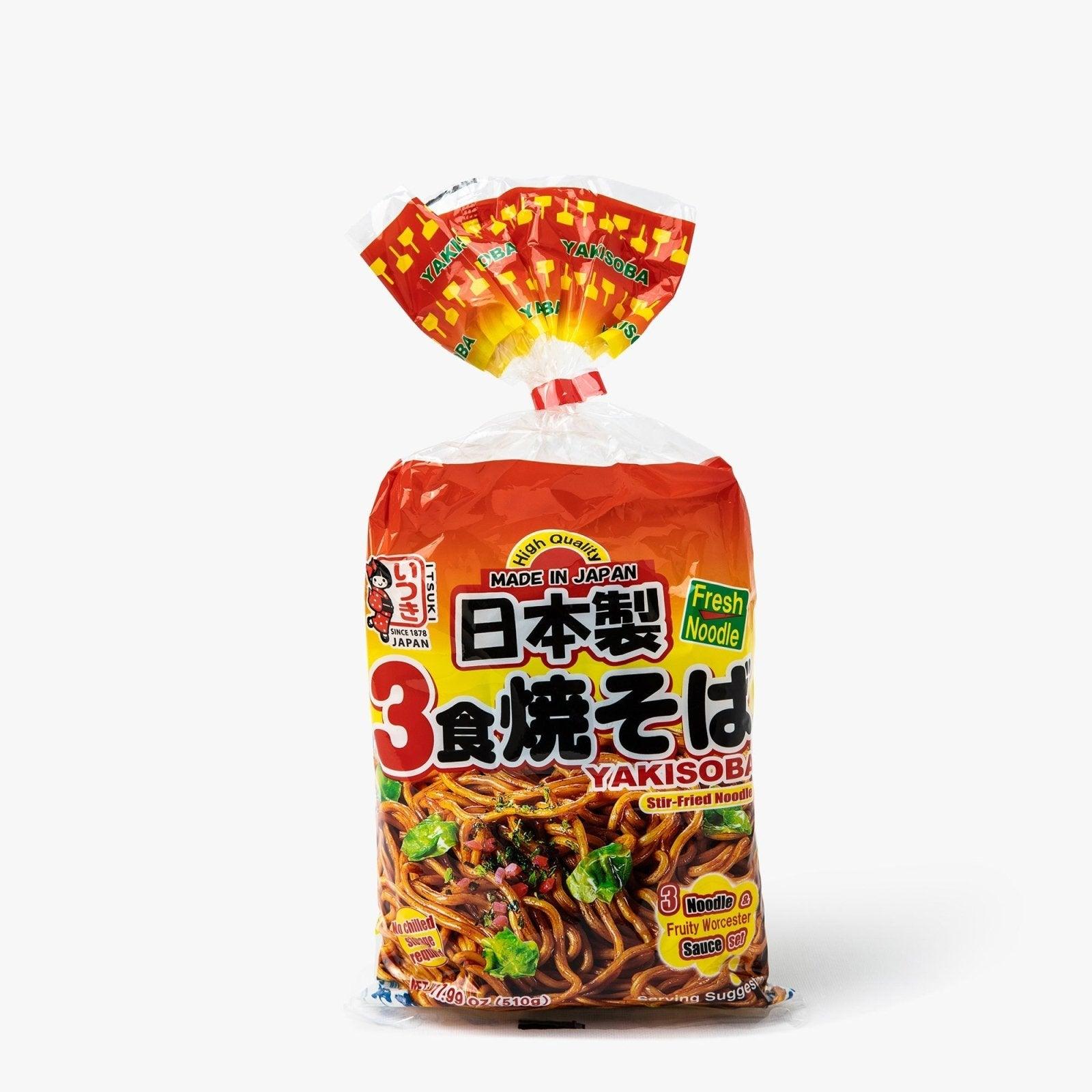 Fideos de trigo precocidos con salsa (3 raciones) - 510g - Yakisoba - iRASSHAi